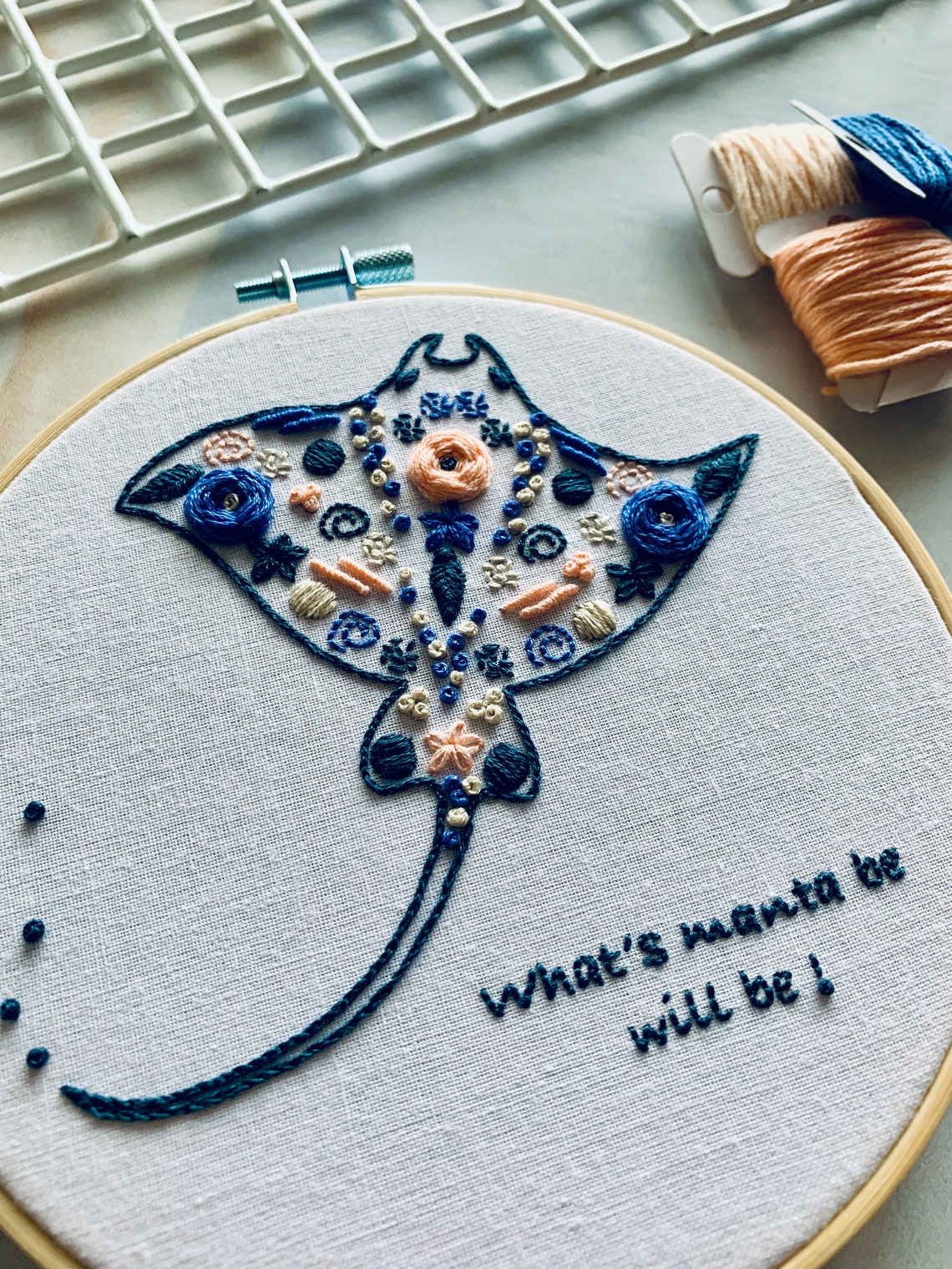 Digital Download. Manta Ray Embroidery Hoop Art PDF Pattern | Etsy