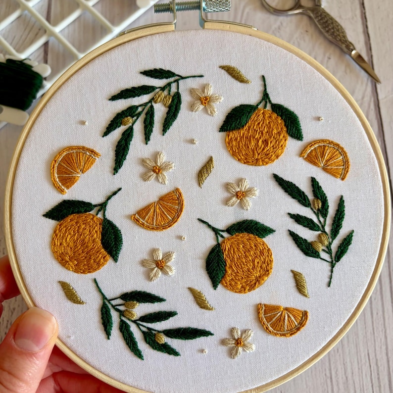 Citrus Embroidery Kit – Lemon or Orange Hoop Art, Beginner Summer ...