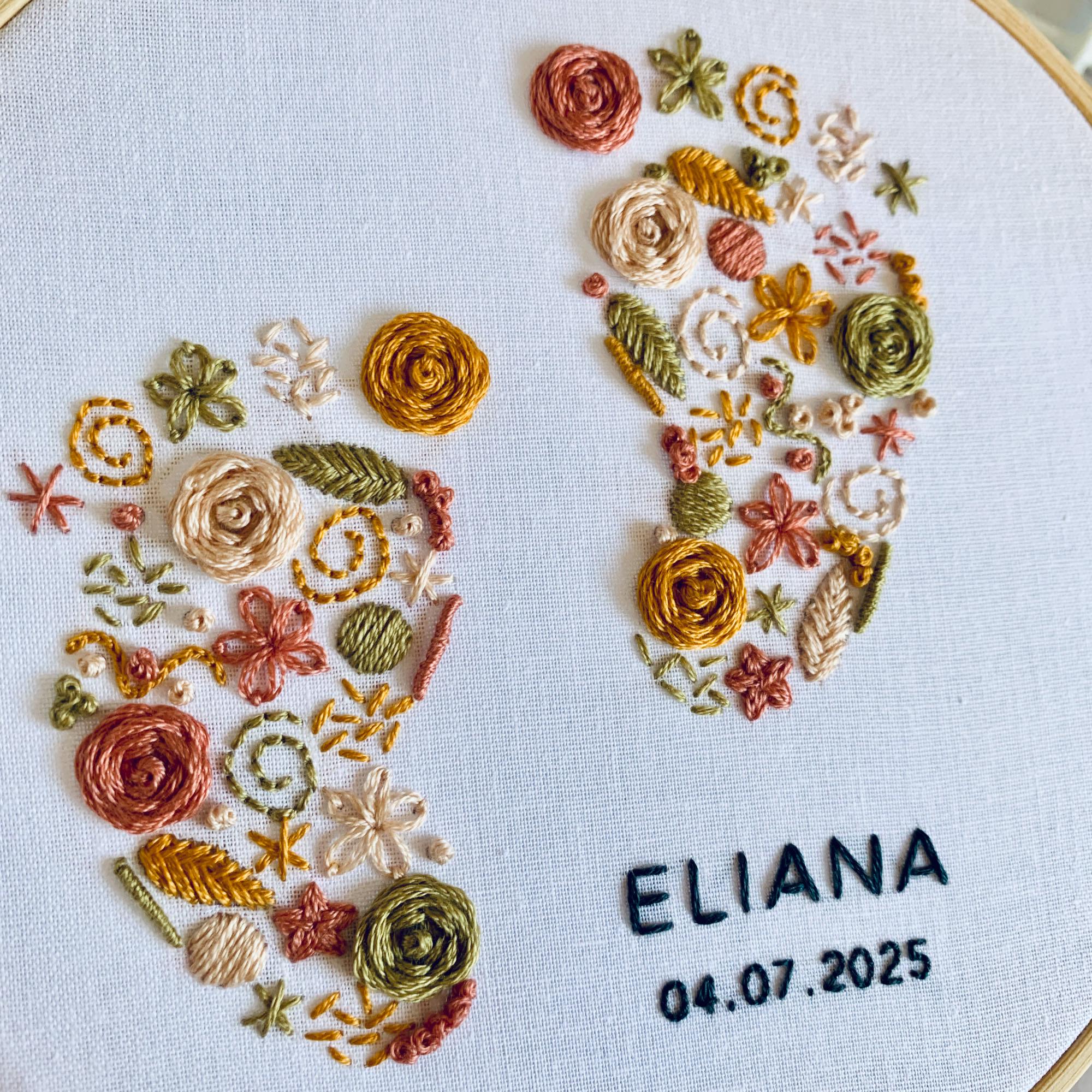 Personalised Baby Feet Embroidery Pattern PDF – Custom Name & Birth ...