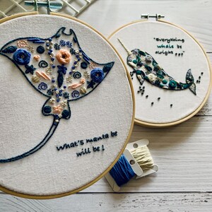 Manta Ray Embroidery Pattern PDF – Coastal Marine Life Wall Decor - Etsy