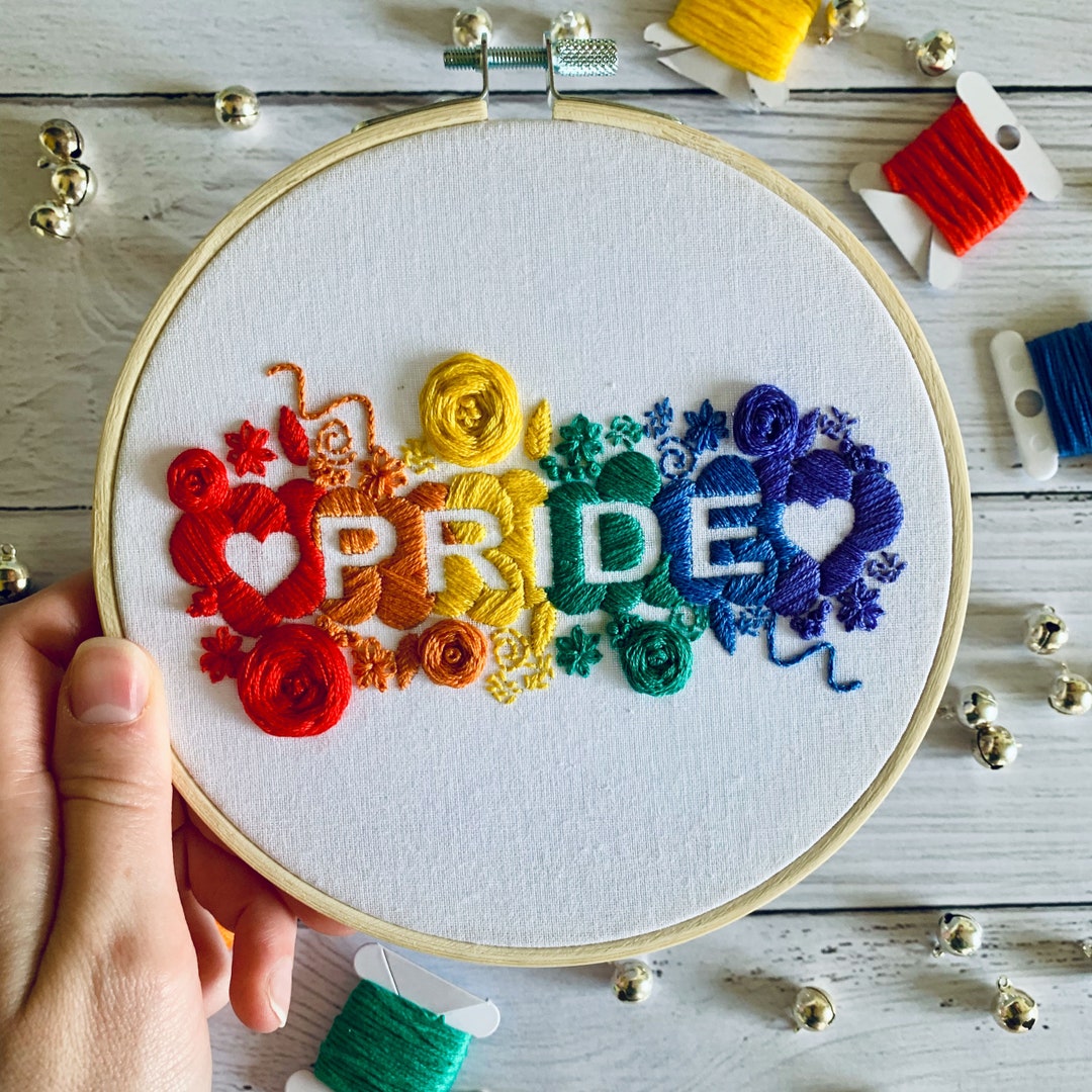 Full Embroidery Kit. Pride DIY Beginner Hoop Art Craft. Choose Your ...