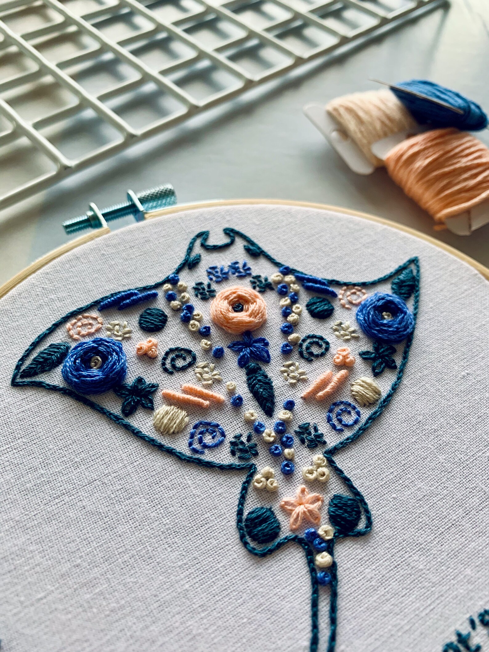 Digital Download. Manta Ray Embroidery Hoop Art PDF Pattern | Etsy