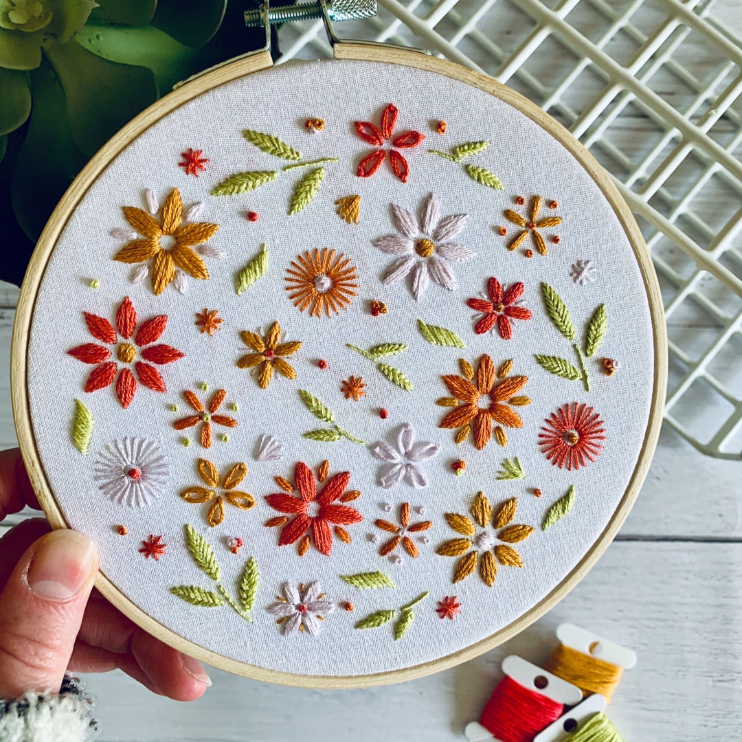 Digital Download. Spring Floral Embroidery Hoop Art PDF Pattern With ...