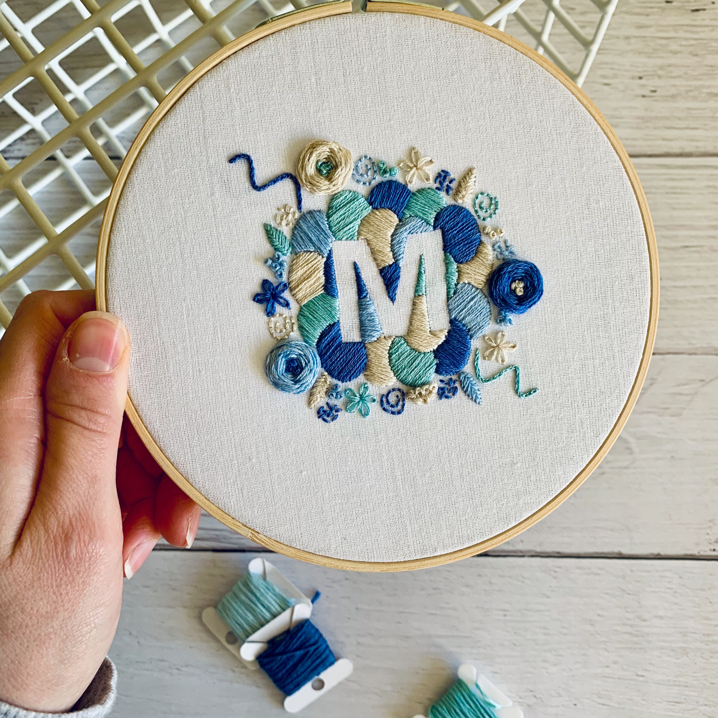 Full Embroidery Kit. Custom Initial Embroidery Hoop Art. - Etsy