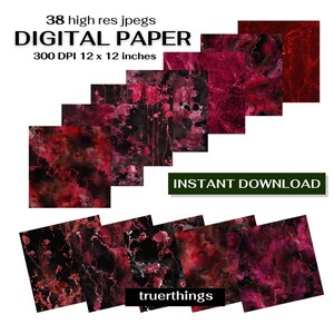 Red Dark Romance Digital Paper Bundle- Blood Red Goth Printable Paper ...