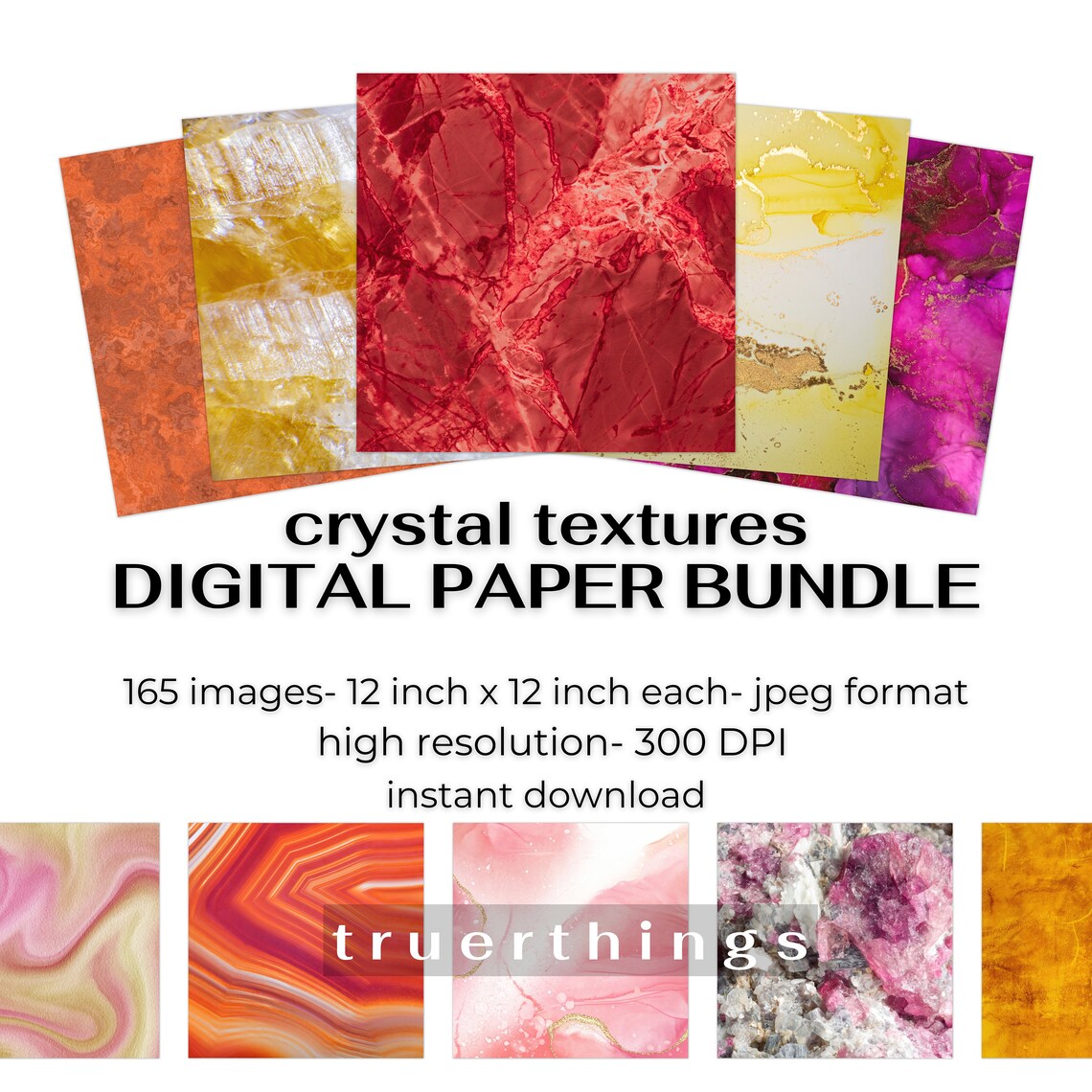 Crystal Printable Paper Textures Colorful Gemstone Marbled Digital ...