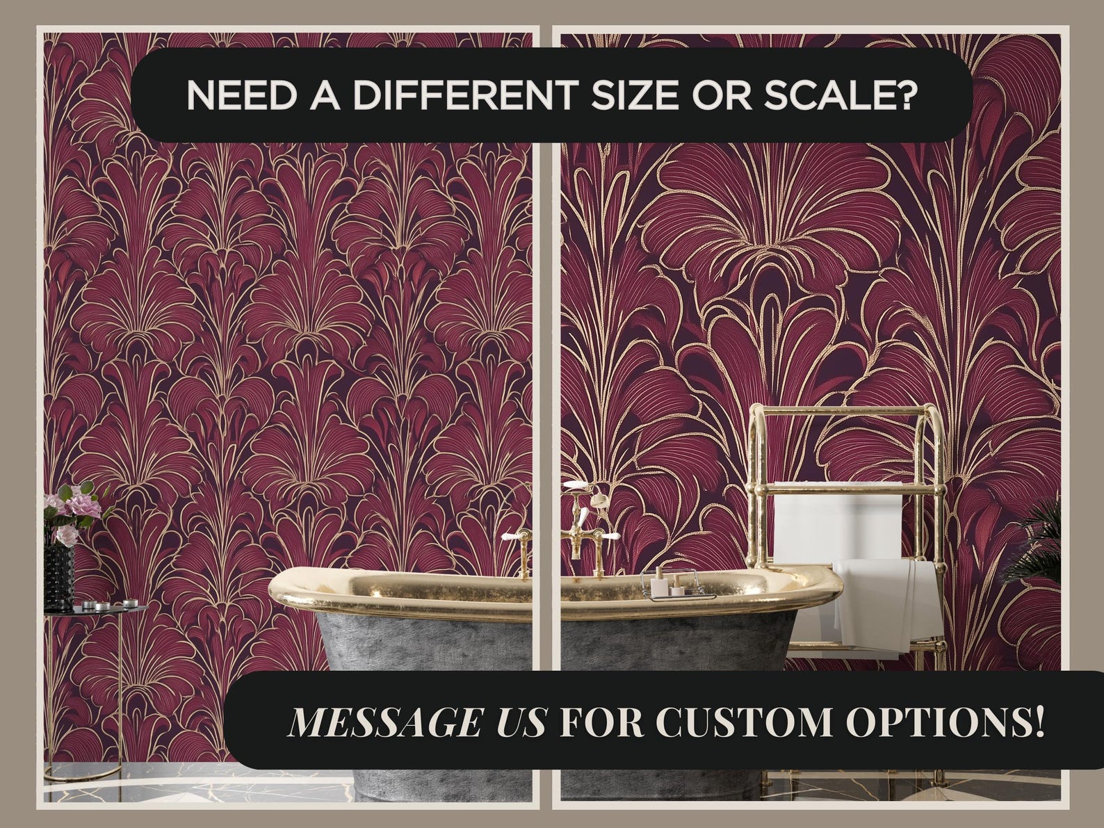 Red Gold Art Deco Wallpaper Erte 1920s Pattern Wall Mural Removable ...
