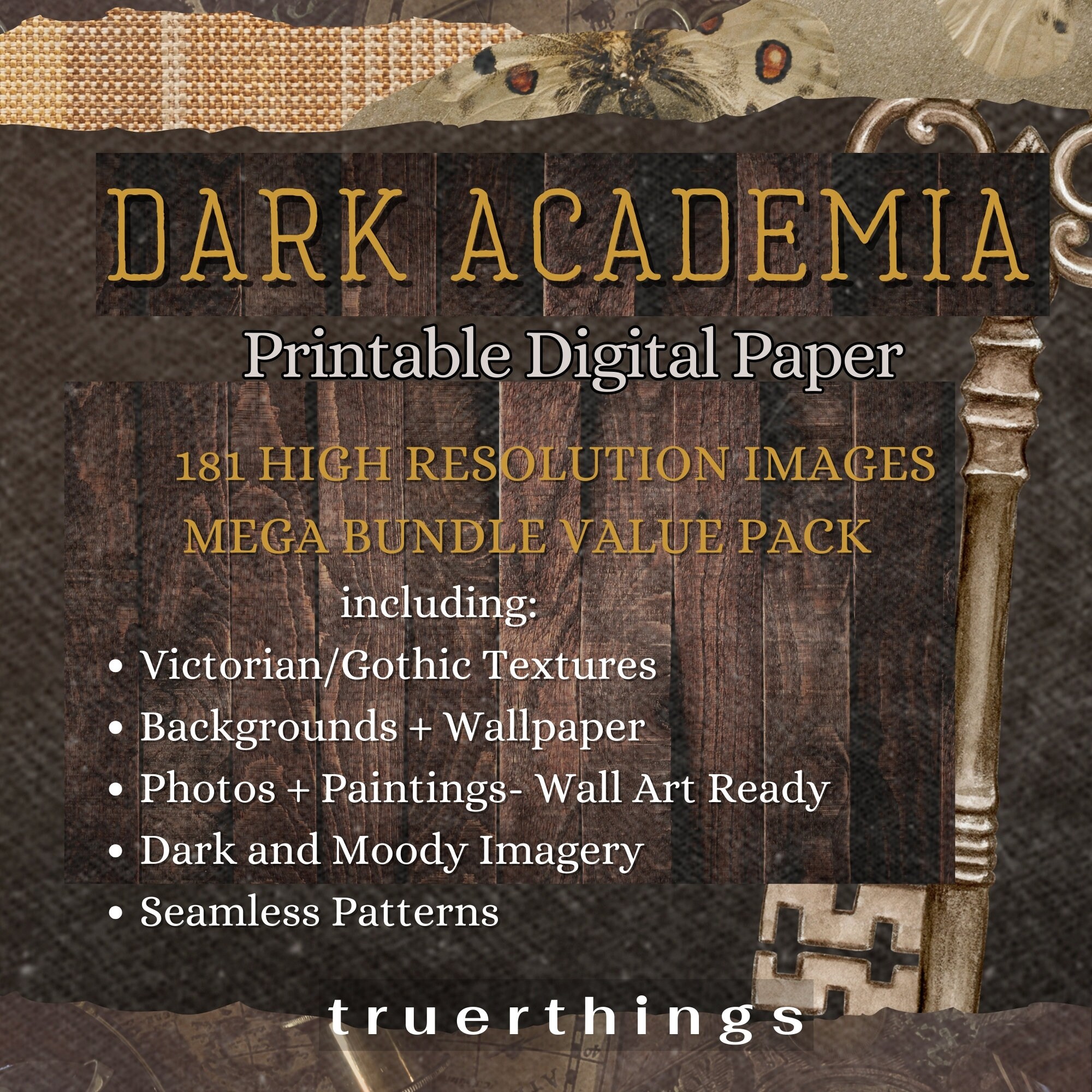 Dark Academia Digital Wallpaper Background Vintage Junk Journal ...
