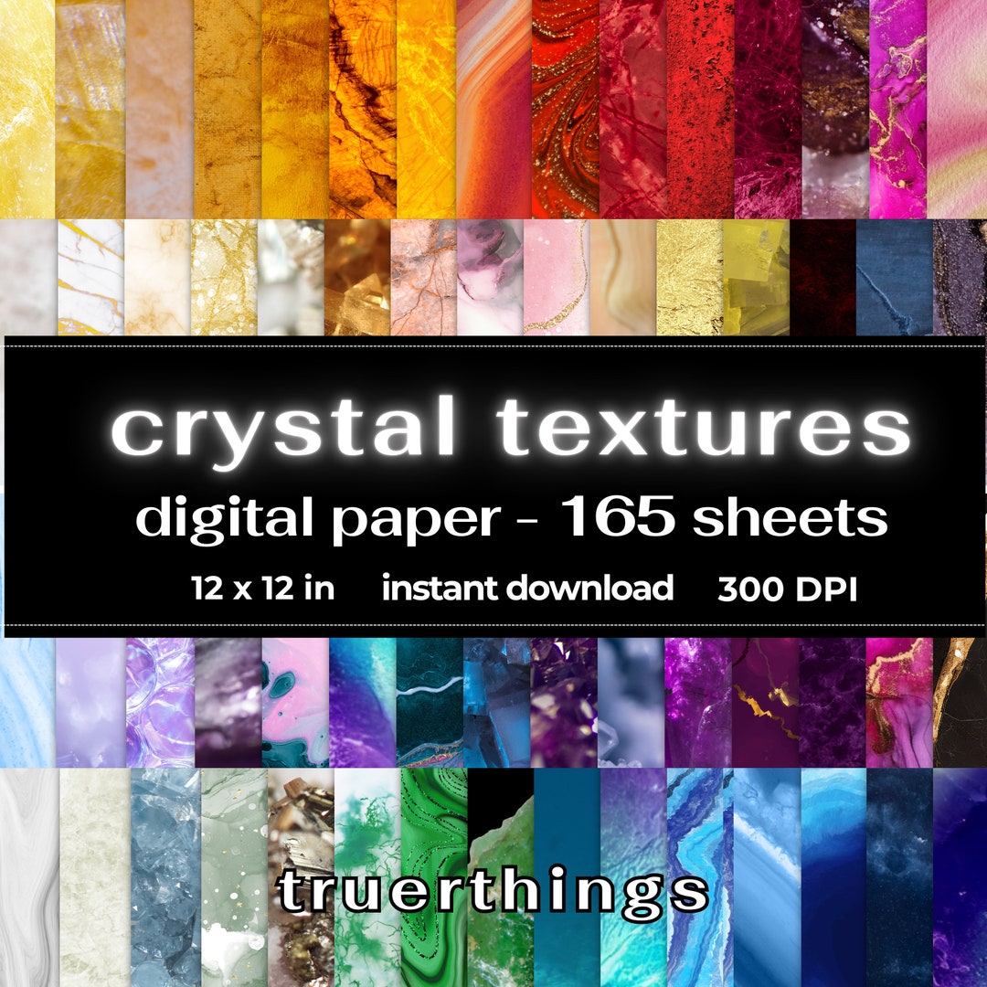 Crystal Printable Paper Textures, Colorful Gemstone Marbled Digital ...