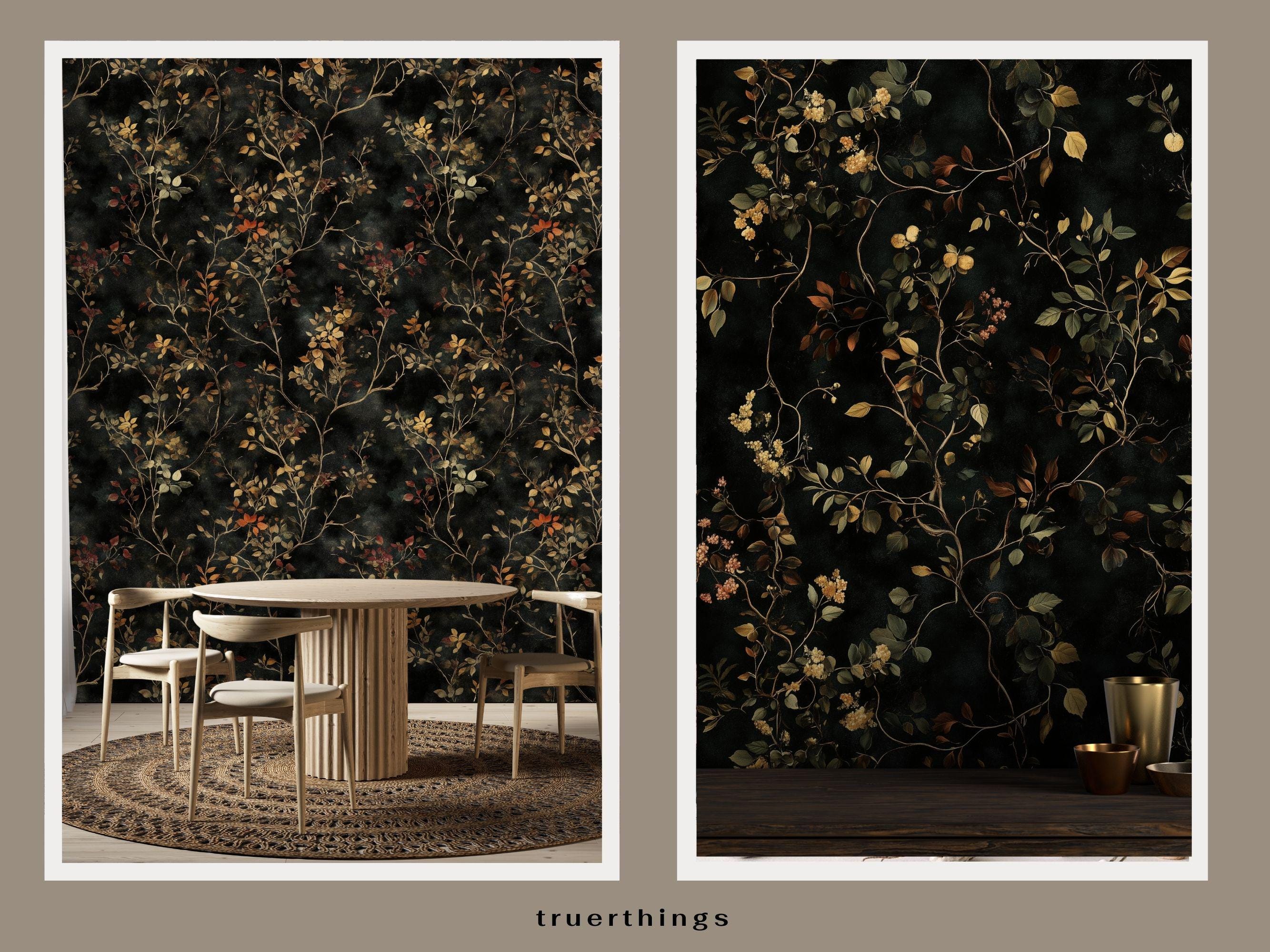 Fantasy Forest Branch Wallpaper Leafy Forestcore Fall Leaves Witchy Art ...