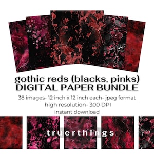 Red Dark Romance Digital Paper Bundle- Blood Red Goth Printable Paper ...