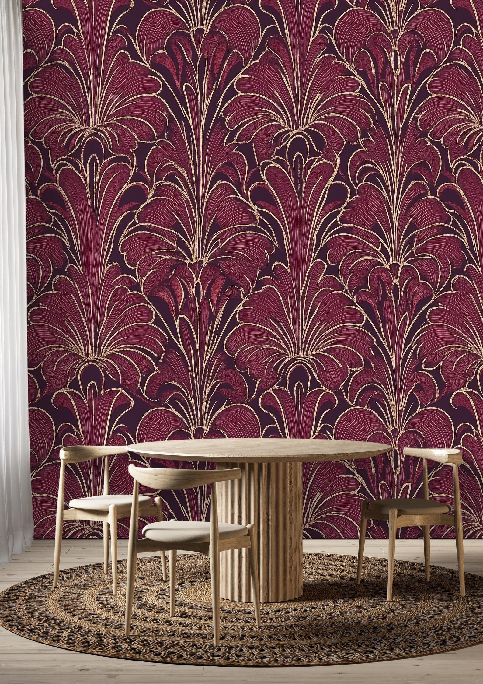 Red Gold Art Deco Wallpaper Erte 1920s Pattern Wall Mural Removable ...
