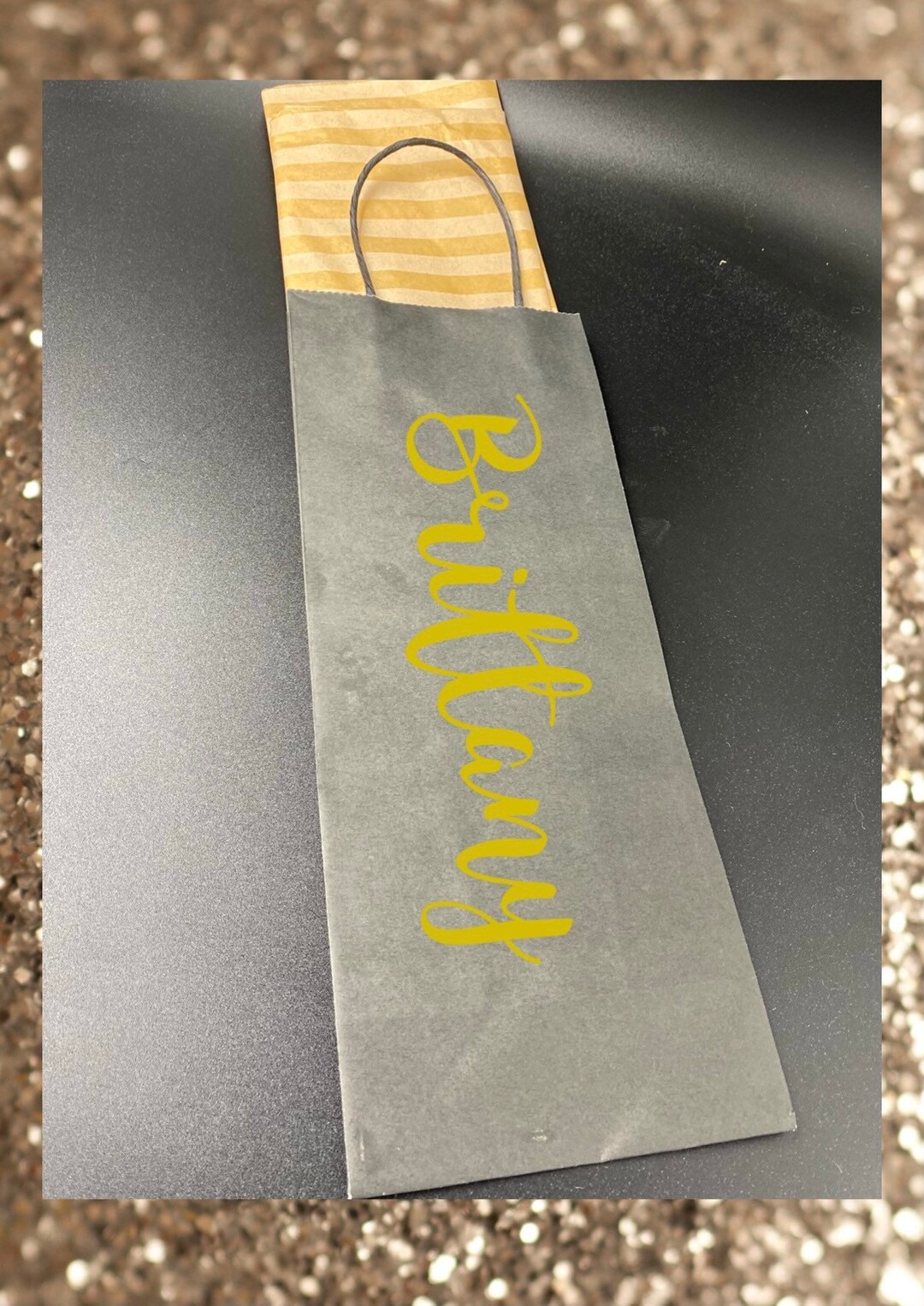 Black Paper Wine Bag Personalized - Etsy