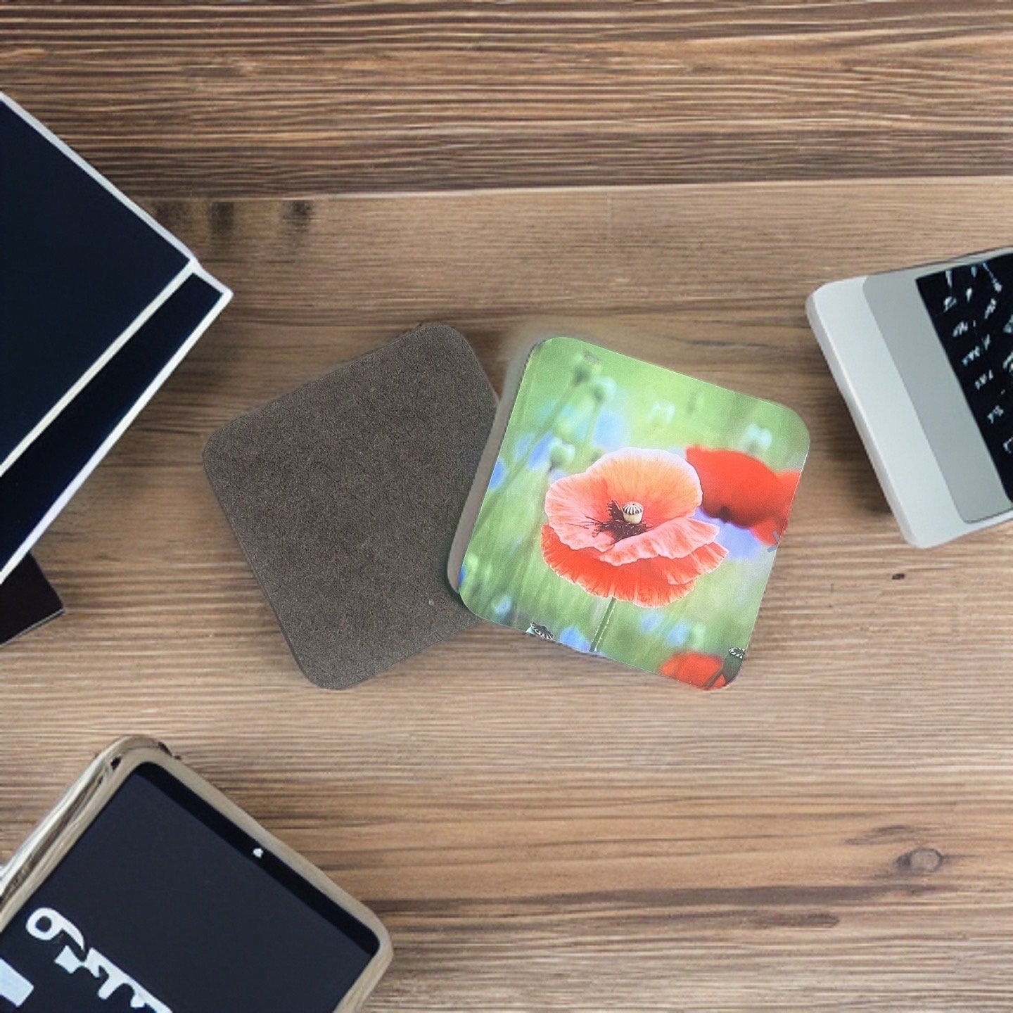 Nature Coasters / Poppy Coaster Pair / Luxury Red Wild Poppy Coaster ...