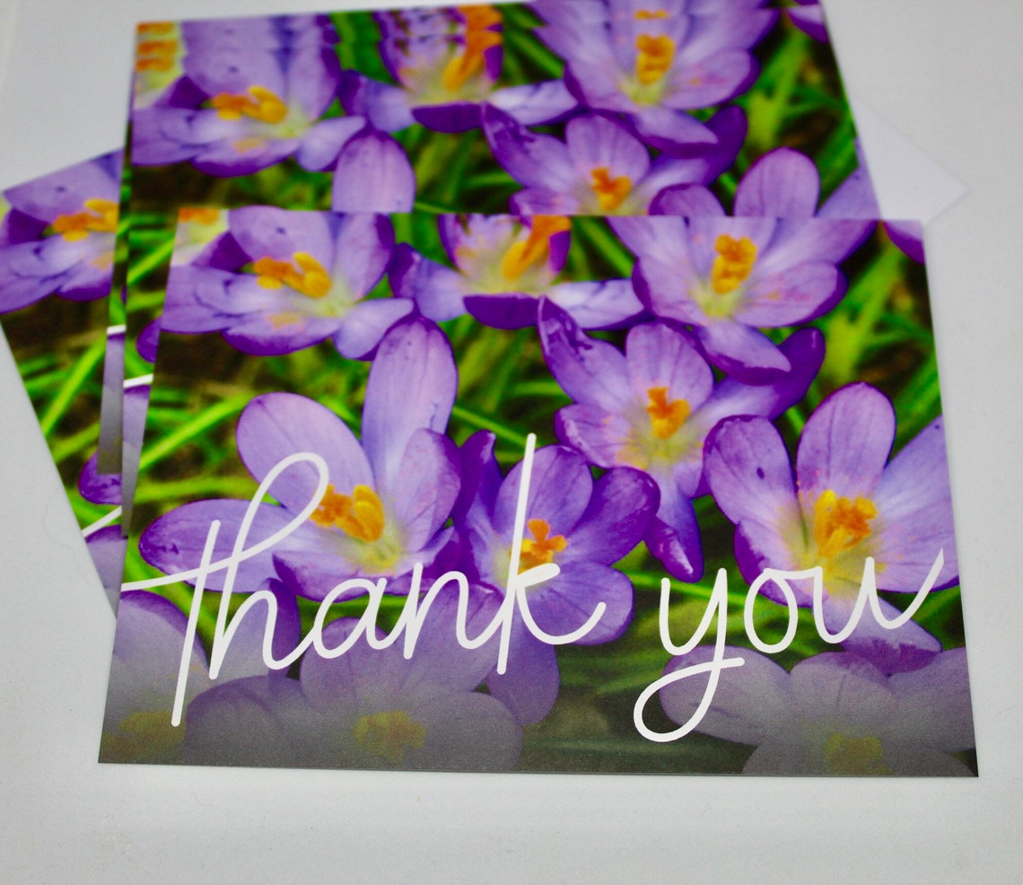 Thank You Card / Spring Flowers Card With Envelope / Blank | Etsy