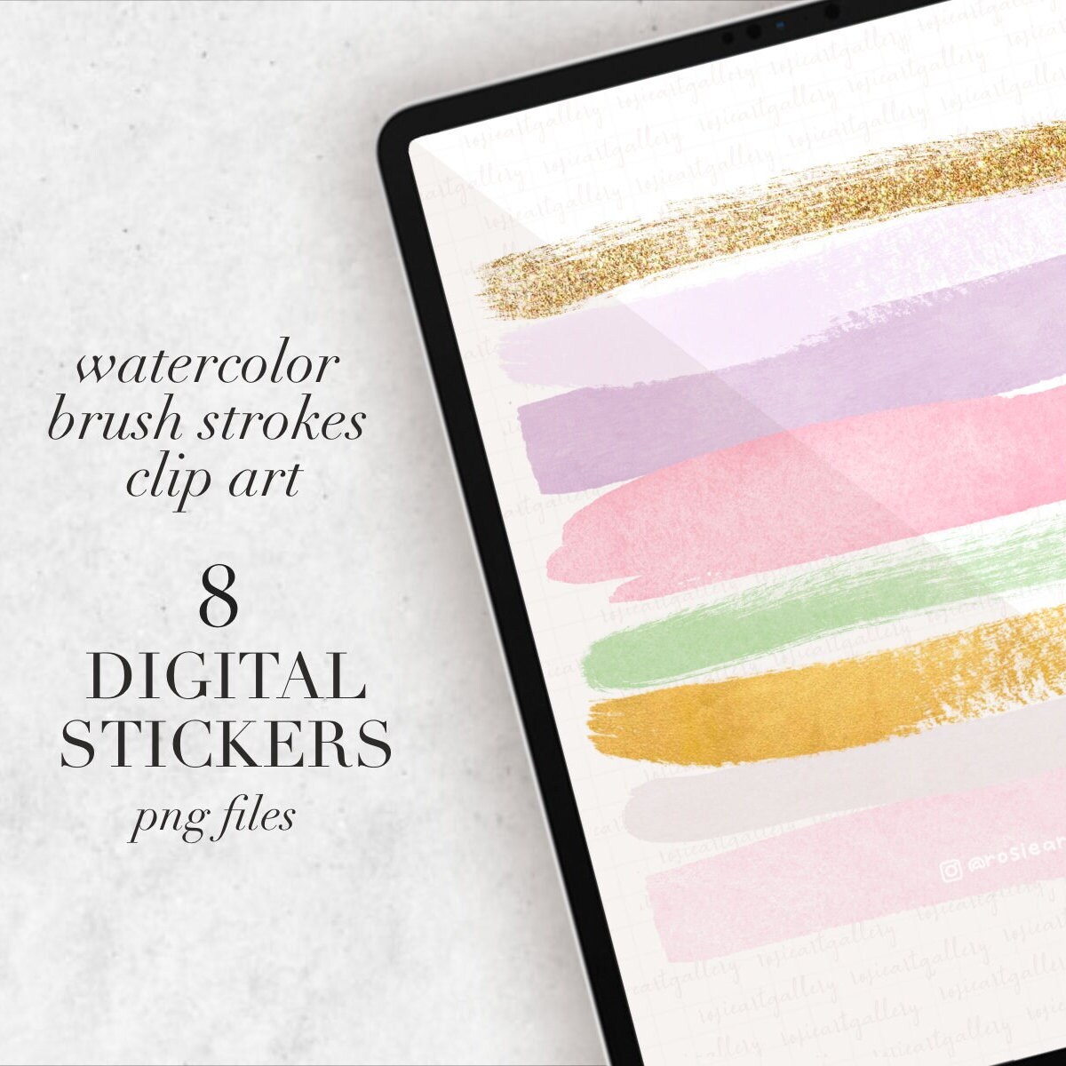 Watercolor Clip Art Brush Strokes, DIGITAL AESTHETIC STICKERS for ...