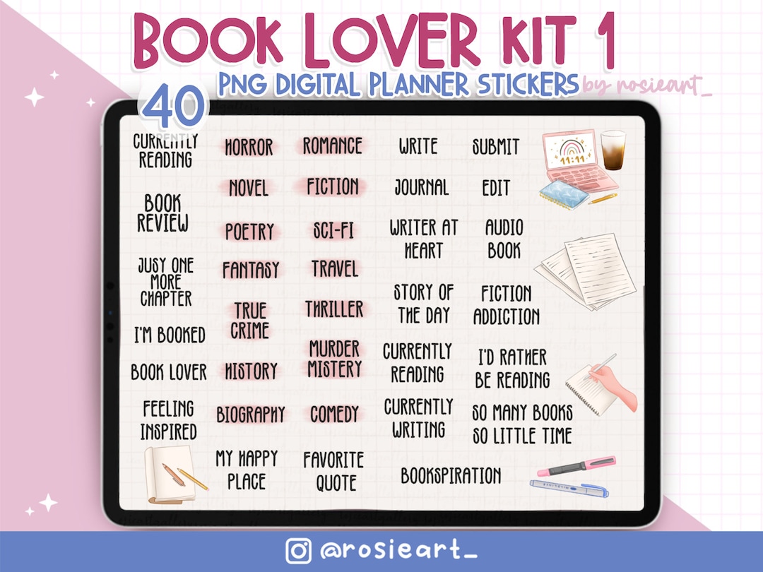 BOOKS DIGITAL Stickers Set for Goodnotes,book Lover Clip Art,reading ...