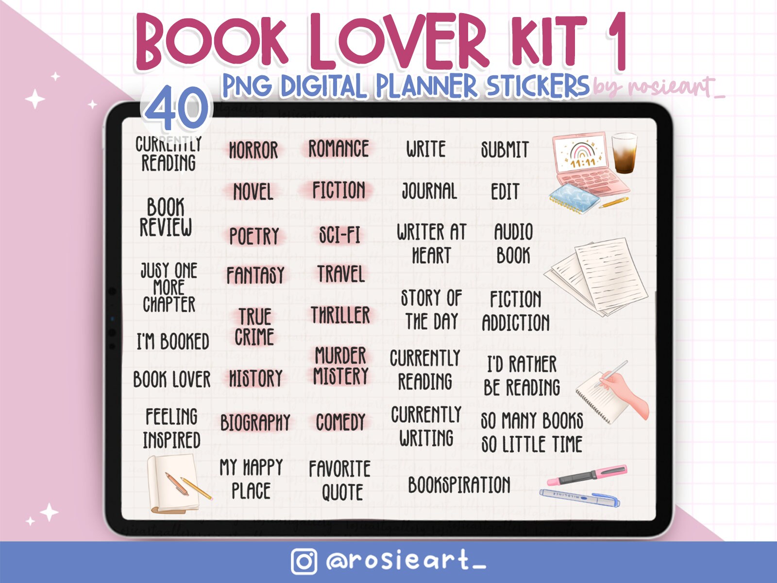 BOOKS DIGITAL Stickers Set for Goodnotes,book Lover Clip Art,reading ...