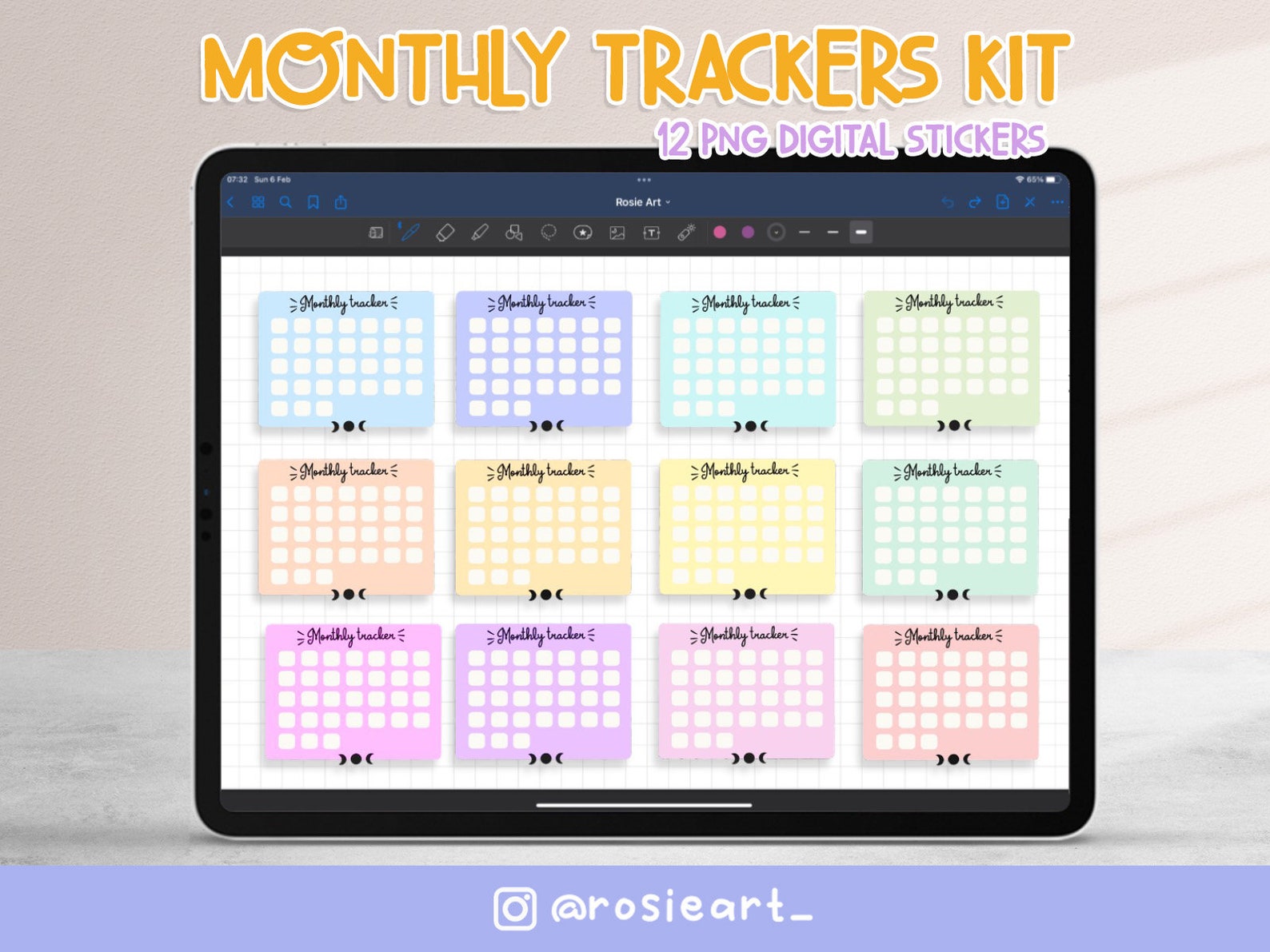 MONTHLY HABIT TRACKER Clip Art Digital Stickers Set for - Etsy