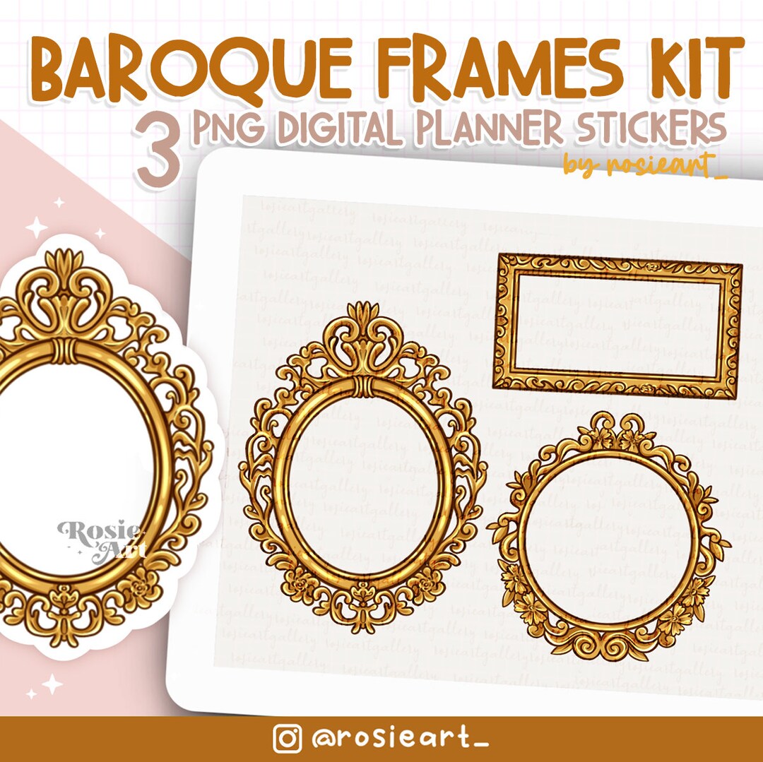 GOLD BAROQUE FRAMES Digital Stickers Set for Digital Planner - Etsy