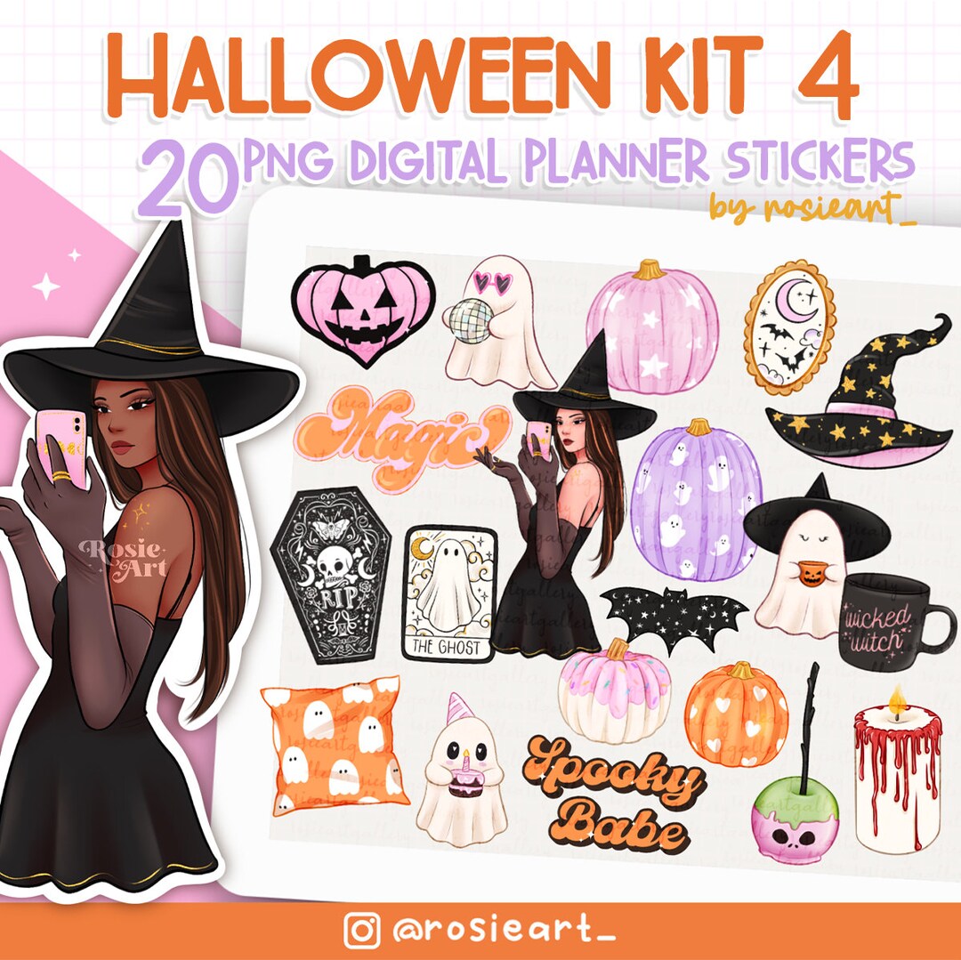 HALLOWEEN DIGITAL STICKERS Set for Digital Planner Witchy - Etsy