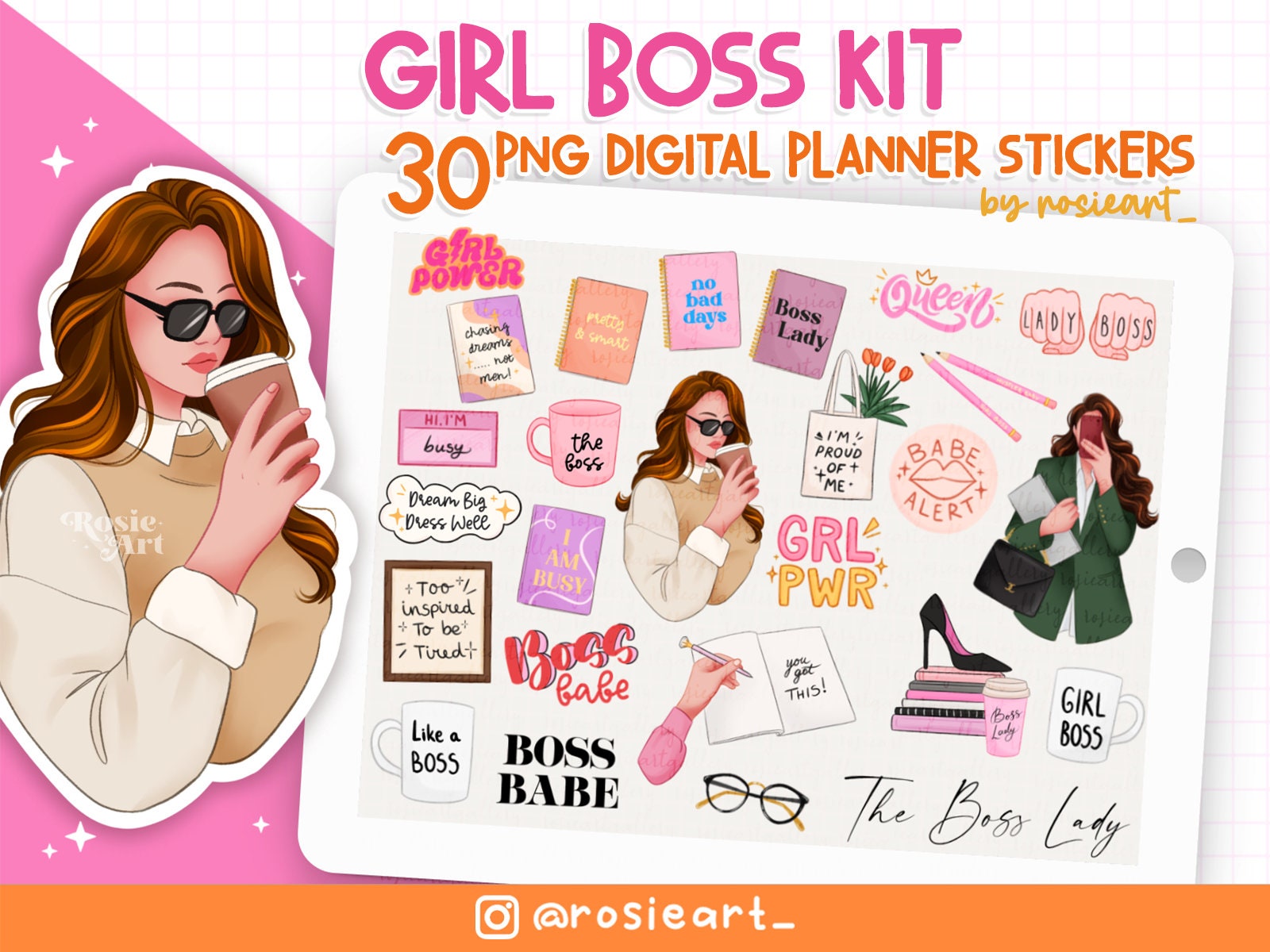 GIRL BOSS DIGITAL Stickers Set for Digital Planner Boss Babe - Etsy
