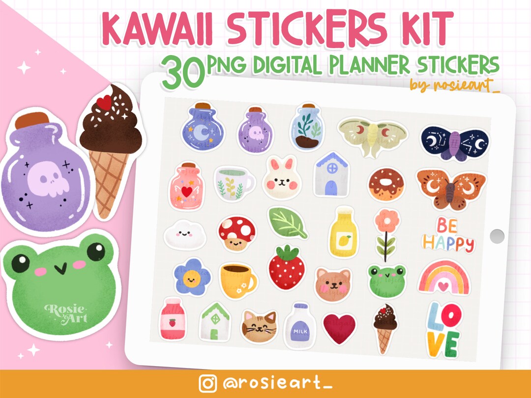 CUTE KAWAII Digital Stickers for Digital Planner Cute Clip - Etsy