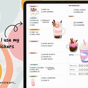 COFFEE LOVER DIGITAL Stickers Set for Digital Planner, Cofee Clip Art ...