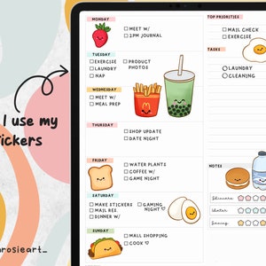 KAWAII FOOD CUTE Digital Stickers for Digital Planner, Clip Art ...
