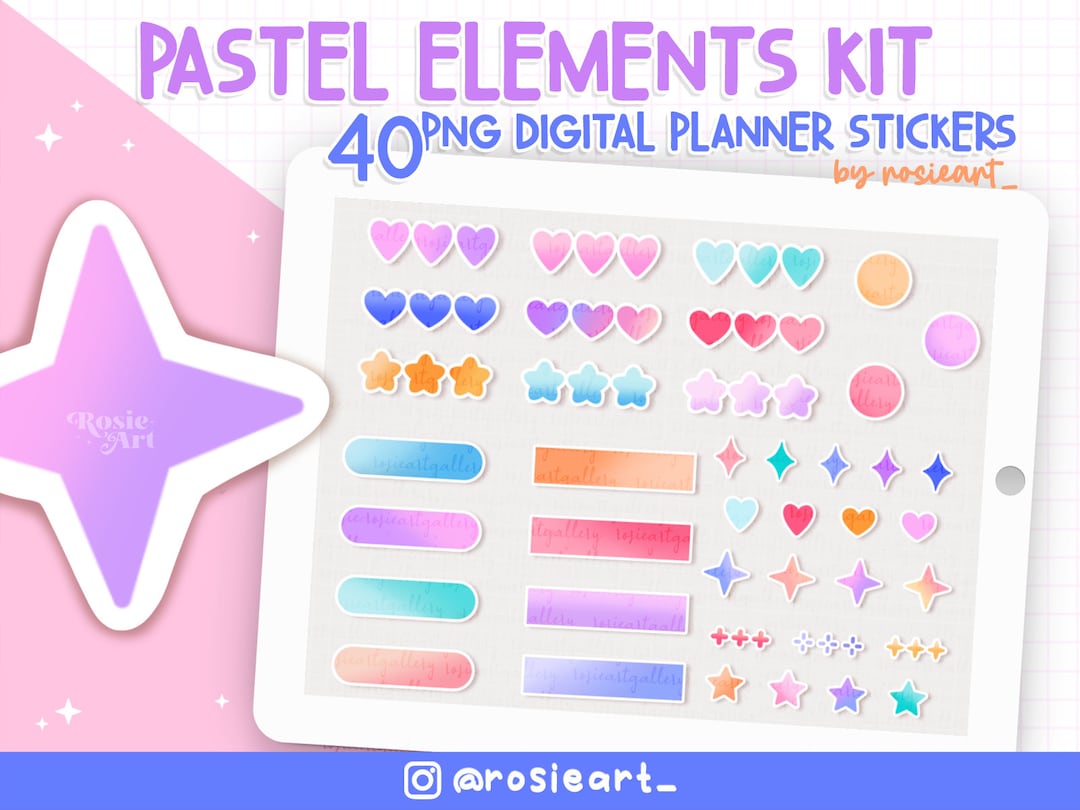 40 CUTE AESTHETIC DIGITAL Stickers Set for Digital Planner,clip Art ...