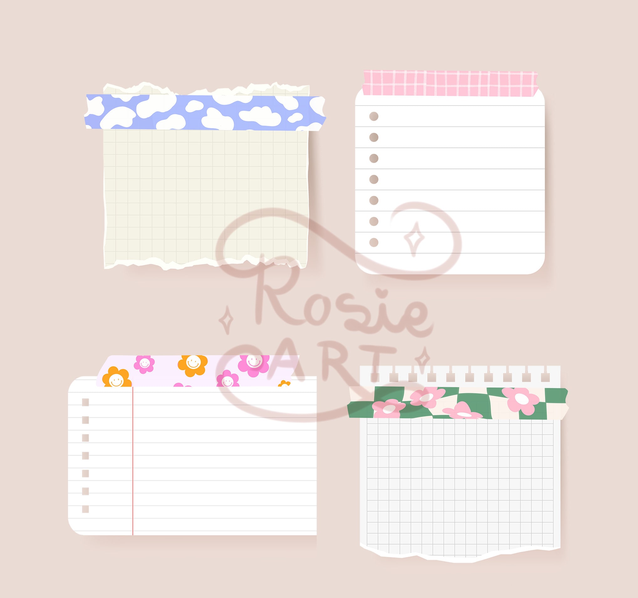 Y2K DIGITAL WASHI Tape Retro Stickers Retro Clip Art for - Etsy