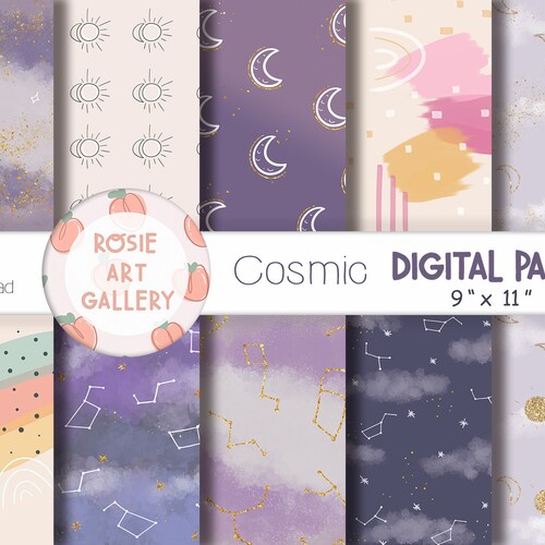 Digital Paper Galaxy Clipart Cosmic Galaxy Patterns With | Etsy