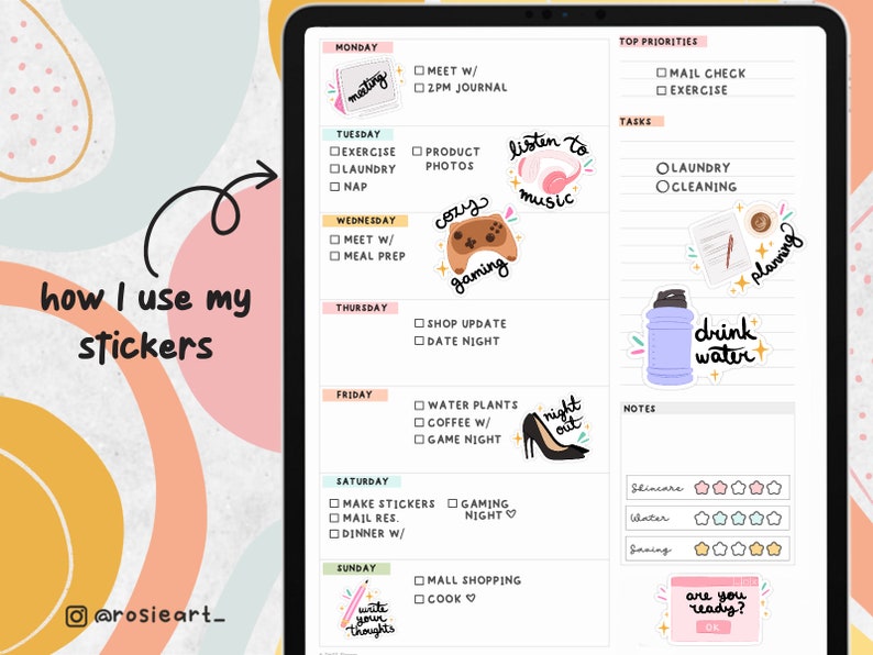 EVERYDAY DAILY Digital Stickers for Goodnotes Daily Life Clip - Etsy