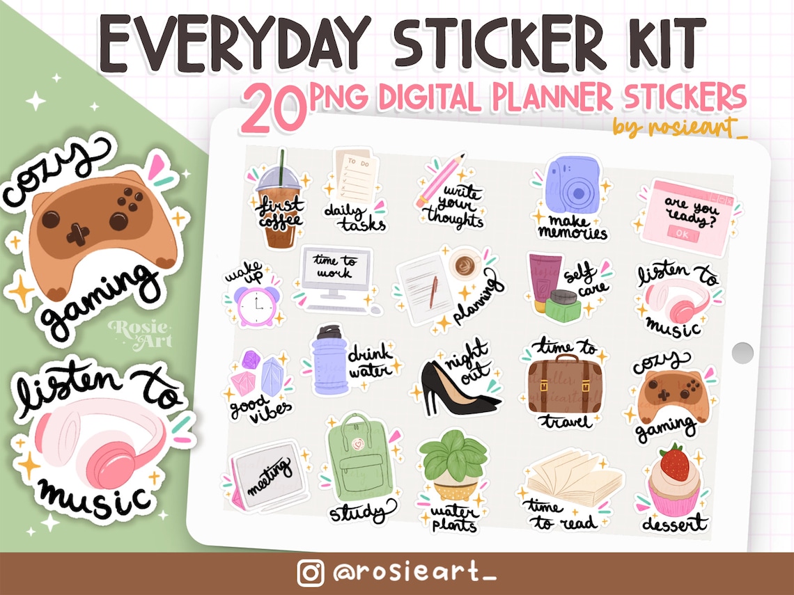 EVERYDAY DAILY Digital Stickers for Goodnotes Daily Life Clip - Etsy