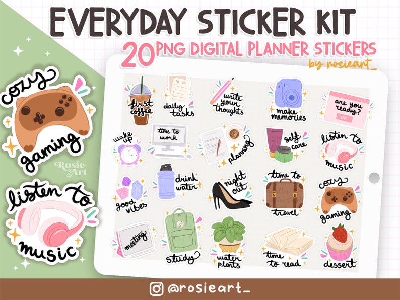 EVERYDAY DAILY Digital Stickers for Goodnotes Daily Life Clip - Etsy