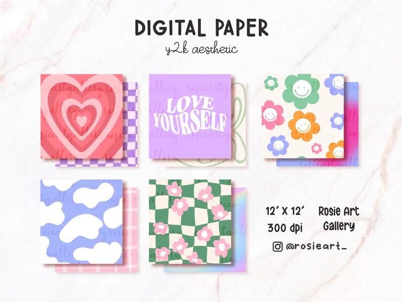 Y2K AESTHETIC Digital Paper Scrapbook Papers Wallpaper - Etsy