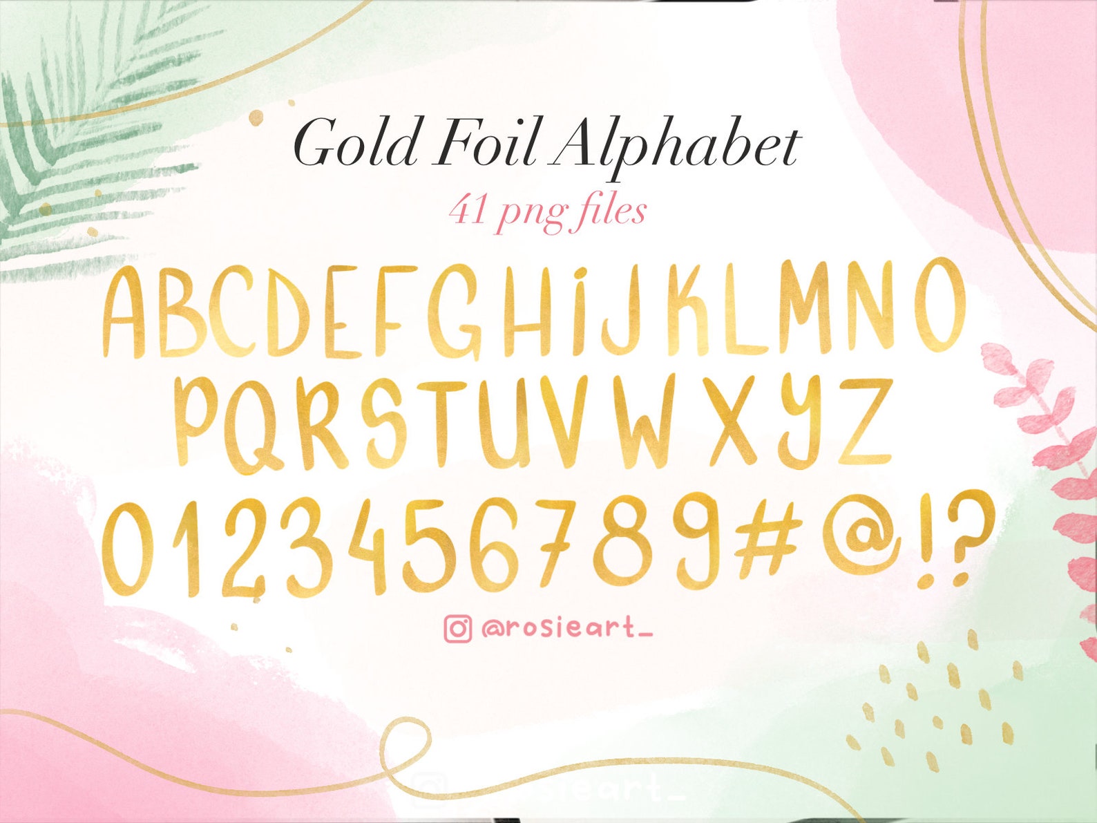 GOLD FOIL ALPHABET Clipart Digital Stickers Gold Foiled Digital ...