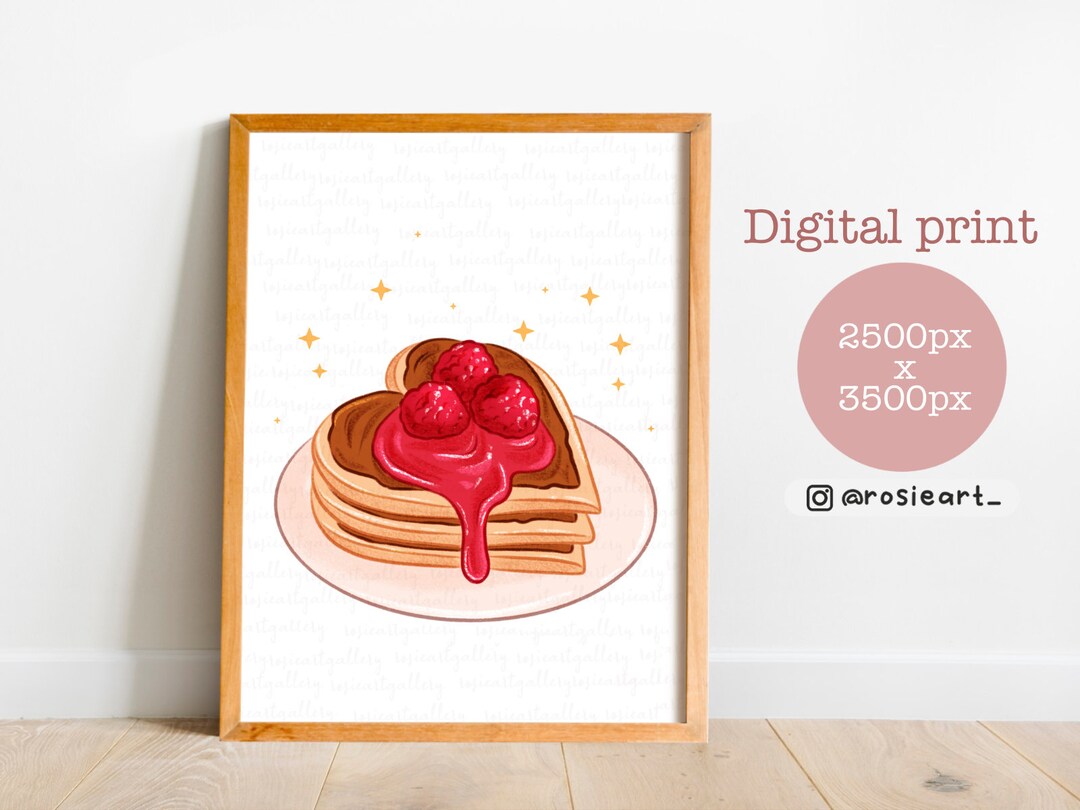 Heart Pancakes Print, Valentines Day Print, Kids Valentines Wall Art ...