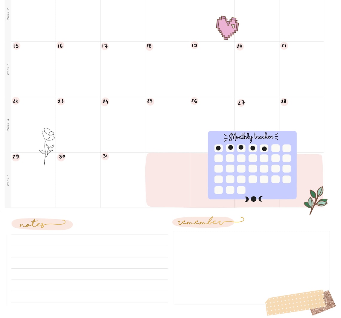 MONTHLY HABIT TRACKER Clip Art Digital Stickers Set for - Etsy