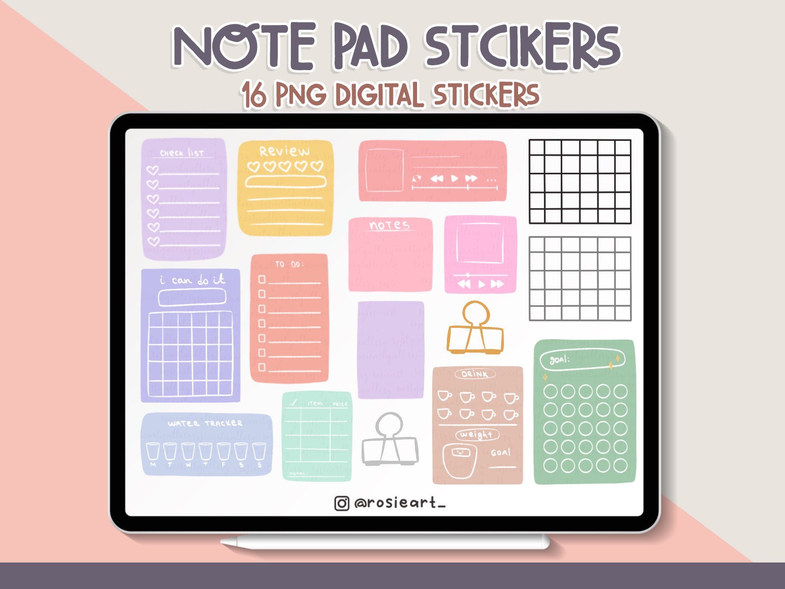 DIGITAL STICKERS Note Pad Set for Digital Planner Clip Art - Etsy