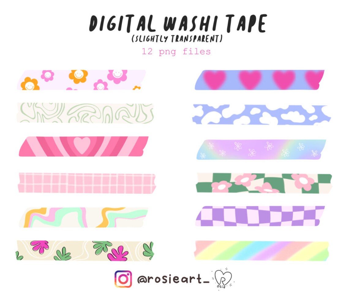 Y2K DIGITAL WASHI Tape Retro Stickers Retro Clip Art for - Etsy