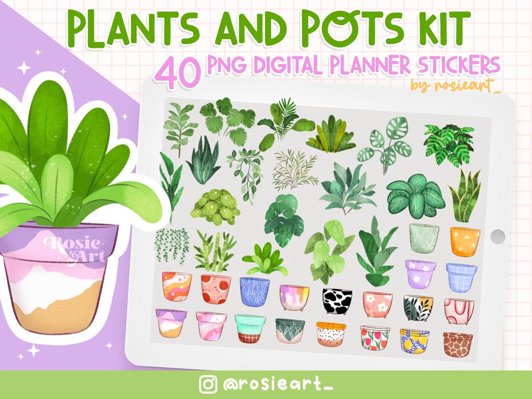 DIGITAL COTTAGECORE Plants Stickers Set for Digital Planner,clip Art ...