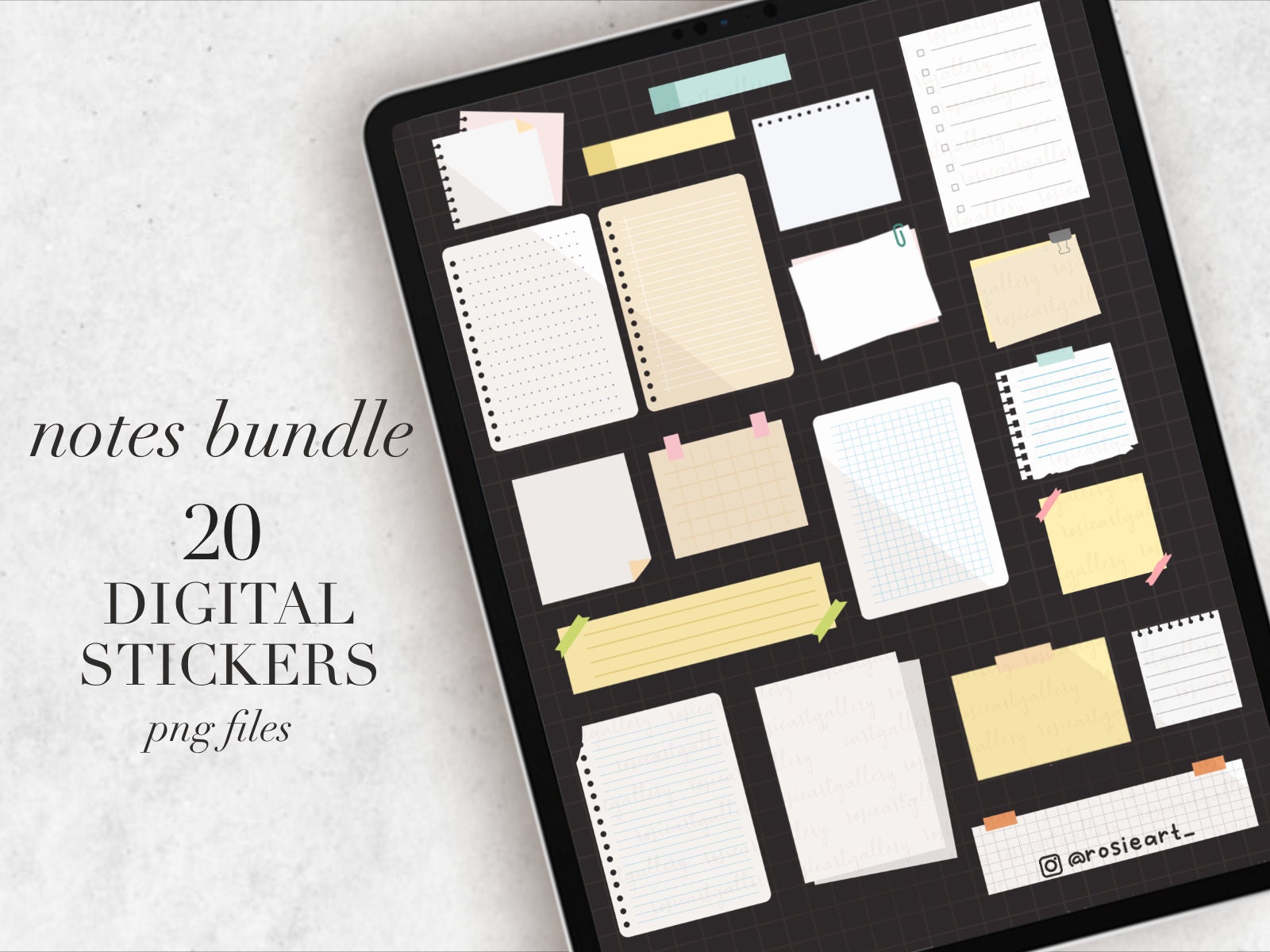 20 Digital Sticky Notes BUNDLE Paper Like Digital Stickers - Etsy