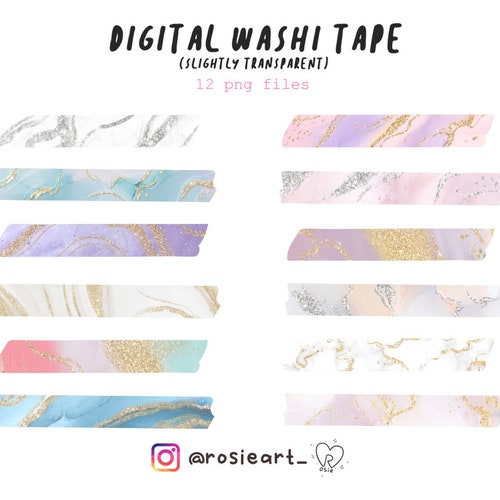 Digital Washi Tape Stickers Galaxy Glitter for Goodnotes - Etsy