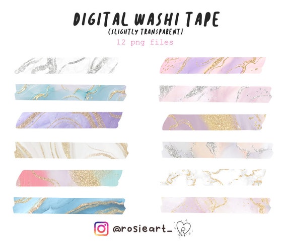 DIGITAL WASHI TAPE Marble Glitter Washi Tape for | Etsy