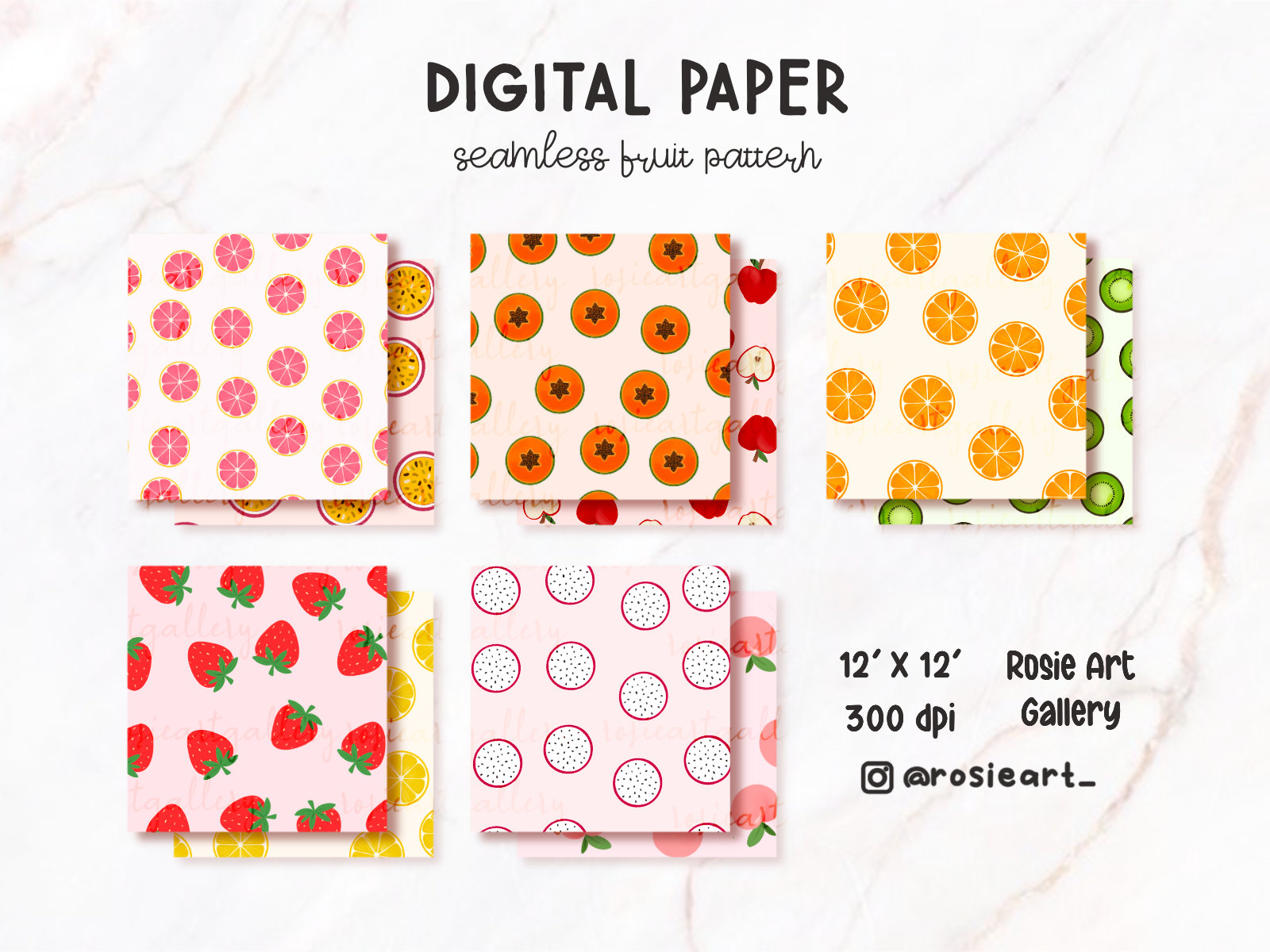 SEAMLESS FRUIT Digital Paper Fruits Scrapbook Papers Wallpaper Pattern ...