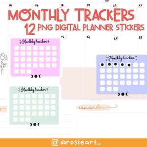 MONTHLY HABIT TRACKER Clip Art Digital Stickers Set for - Etsy
