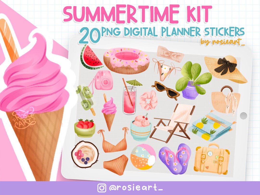 SUMMER TRAVEL DIGITAL Stickers Set for Digital Planner,clip Art ...
