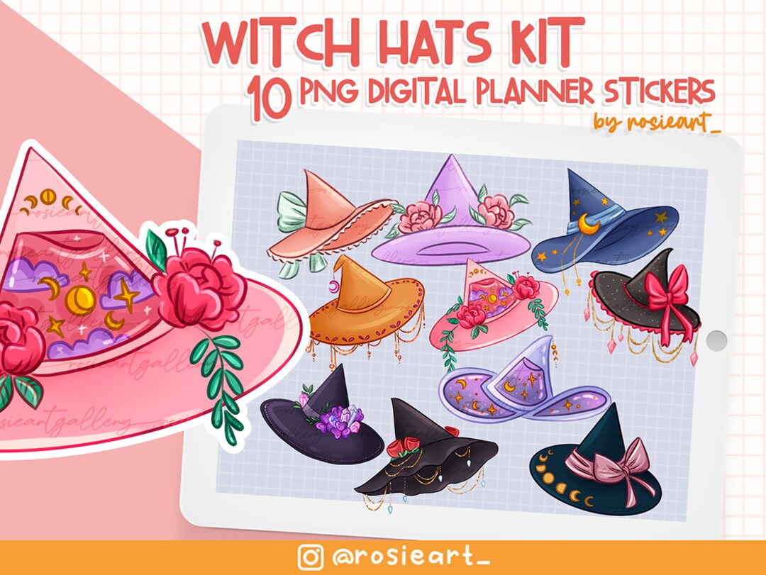 DIGITAL WITCHY STICKERS Set for Digital Planner, Clip Art, Goodnotes ...