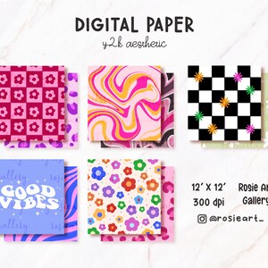 Y2K AESTHETIC Digital Paper - Scrapbook Papers Wallpaper Pattern ...